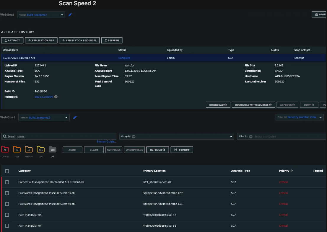 Fortify Static Code Analyzer Performans Analizi